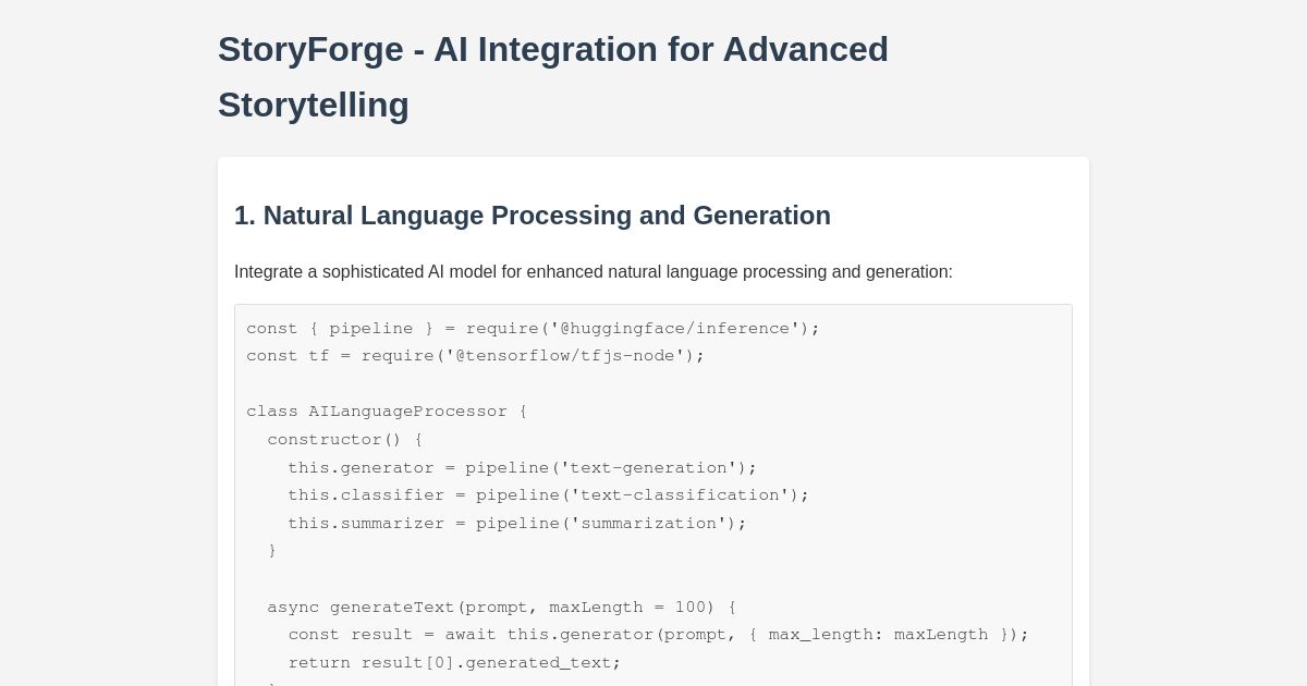 StoryForge - AI Integration for Advanced Storytelling