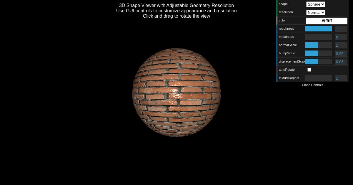 3D Shape Viewer with Adjustable Geometry Resolution