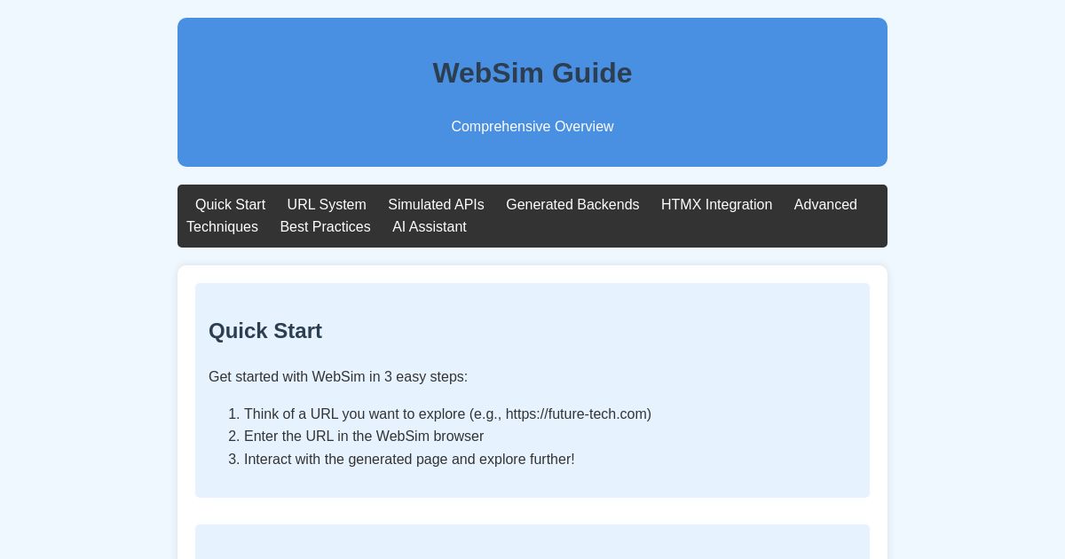 WebSim Guide - Comprehensive Overview