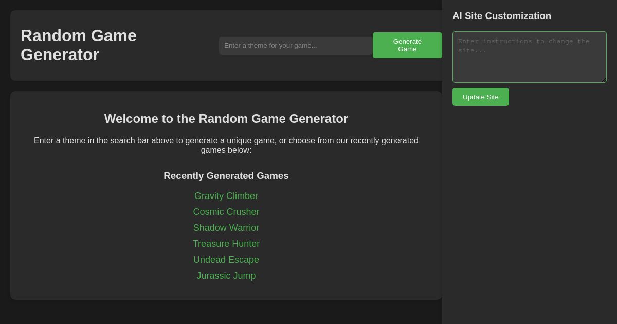 Random Game Generator - Game Hub