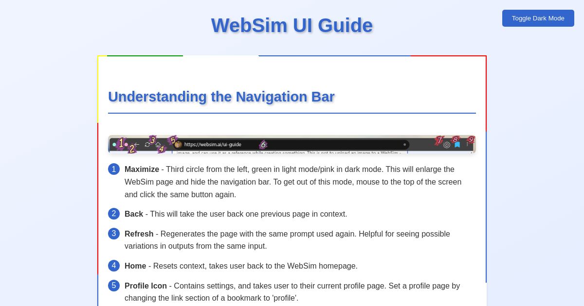 WebSim UI Guide
