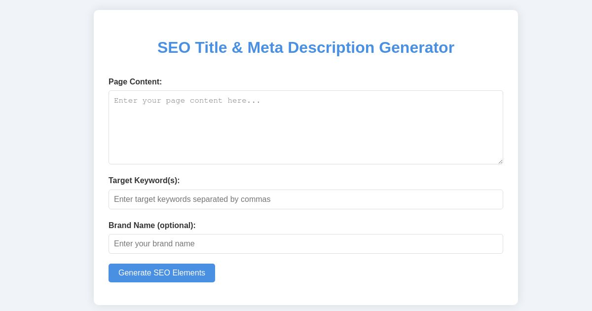 SEO Title & Meta Description Generator
