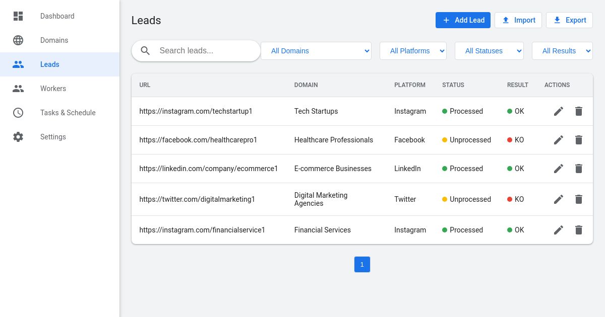 Lead Management - Material Design