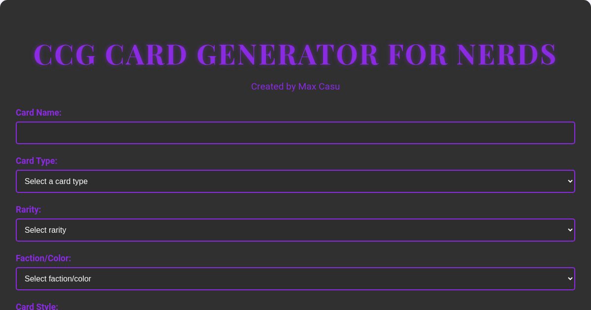 CCG Card Generator for Nerds