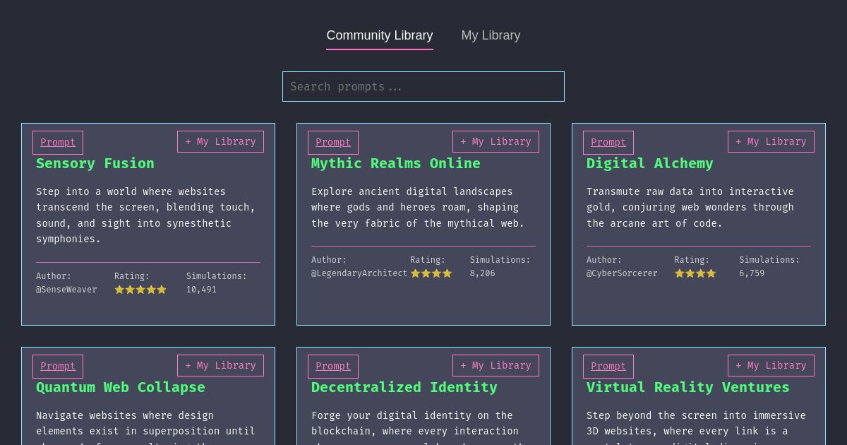 WebSim Community System Prompts