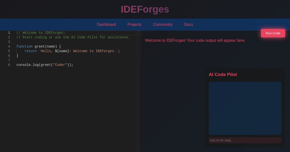 IDEForges - Forge Your Code, Ignite Innovation