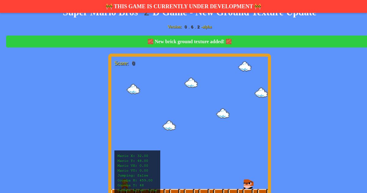 Super Mario Bros 2D Game - New Ground Texture Update