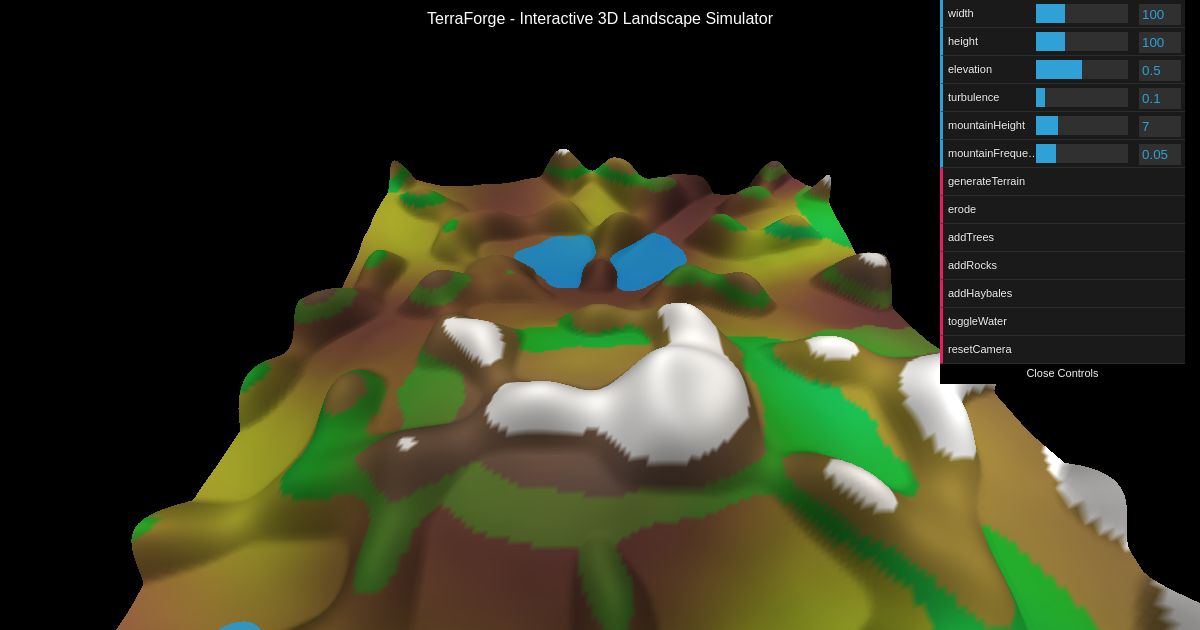 TerraForge - Interactive 3D Landscape Simulator