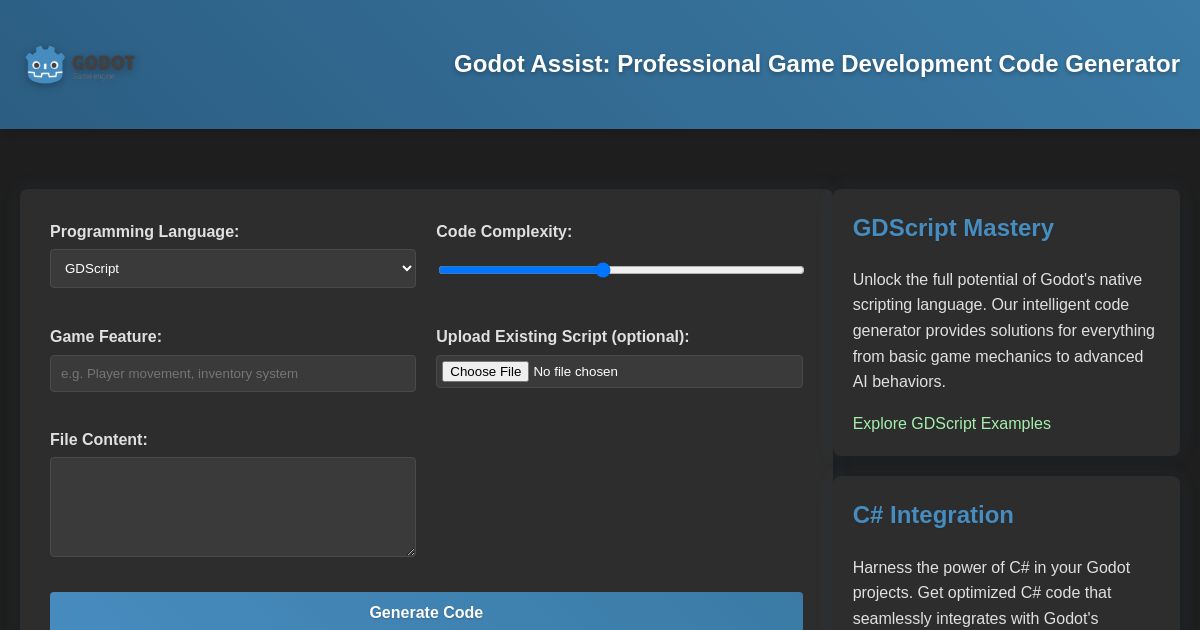 Godot Assist: Professional Game Development Code Generator